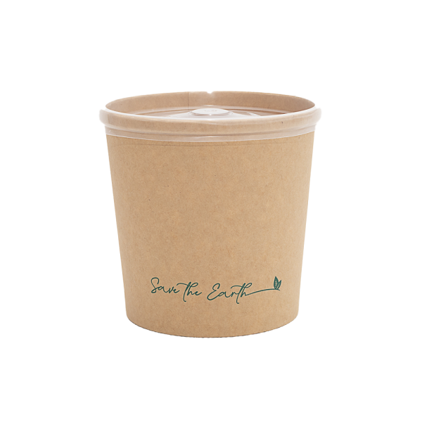 26 oz Kraft 750 ml round container with PP lid (300 units/box ...
